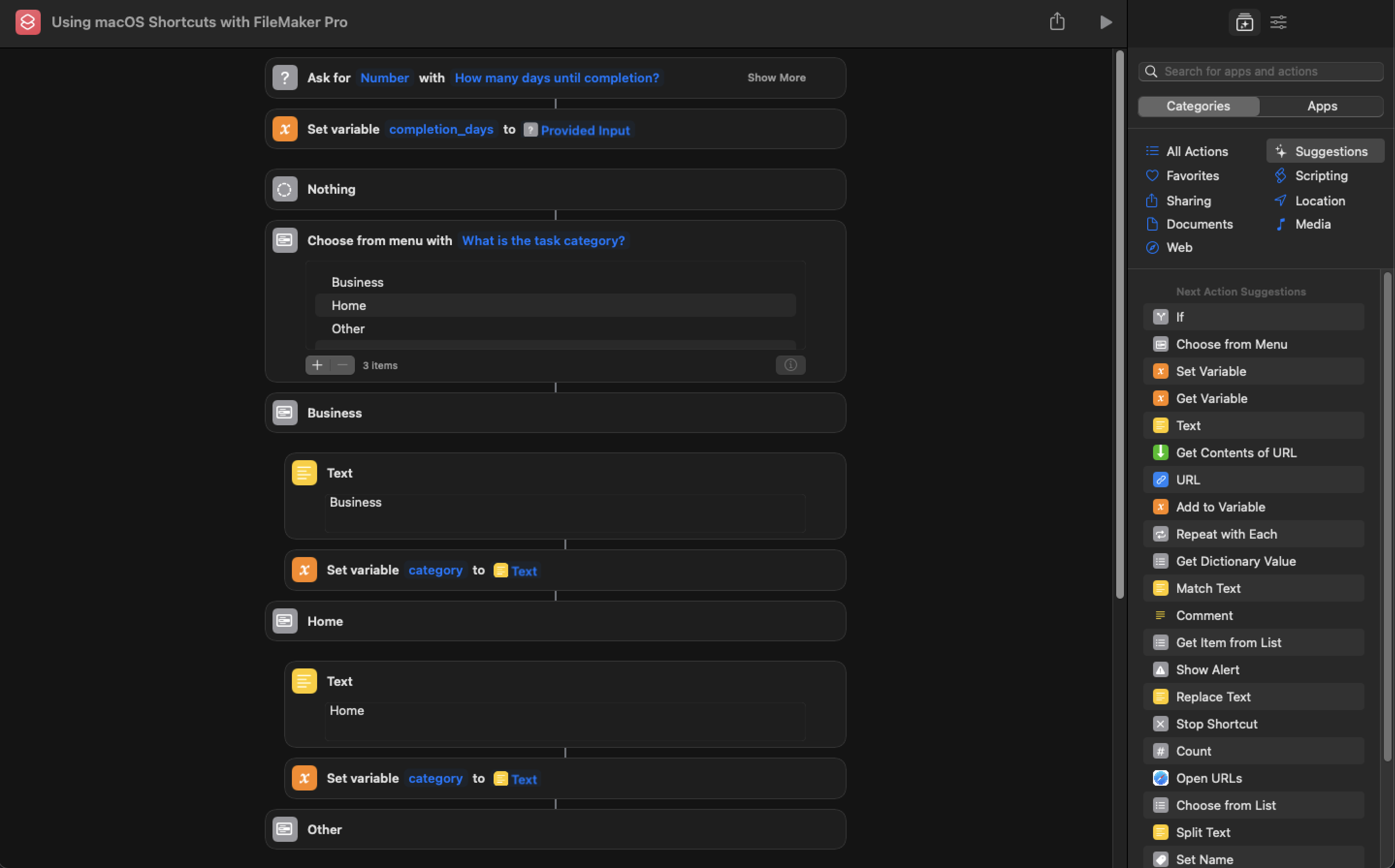 Using The Shortcuts App With Filemaker Pro