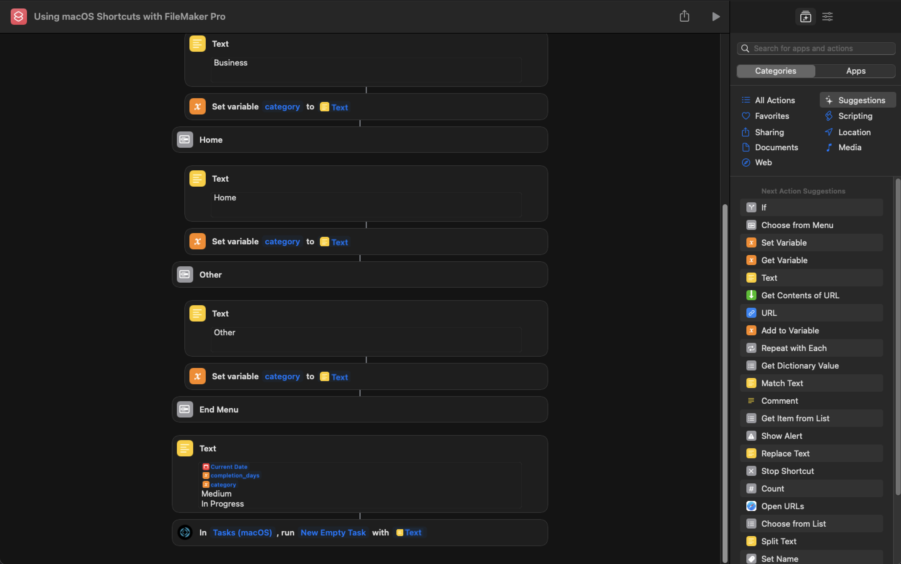 Using the Shortcuts app with FileMaker Pro