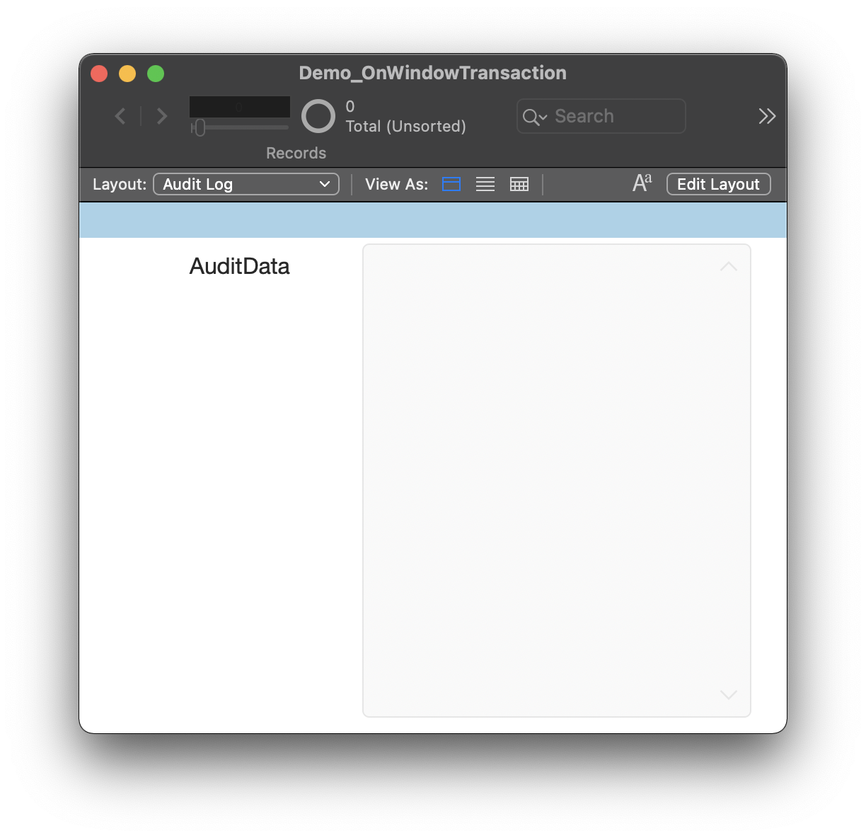 Creating audit logs with the OnWindowTransaction script trigger Creating audit logs with the OnWindowTransaction script trigger