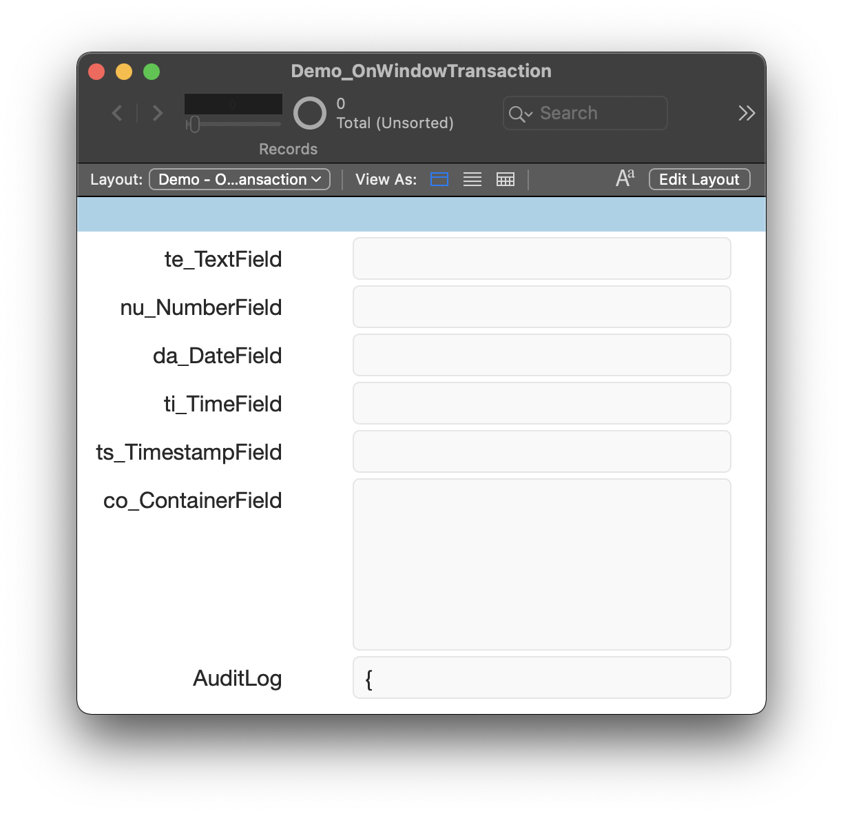 Creating audit logs with the OnWindowTransaction script trigger