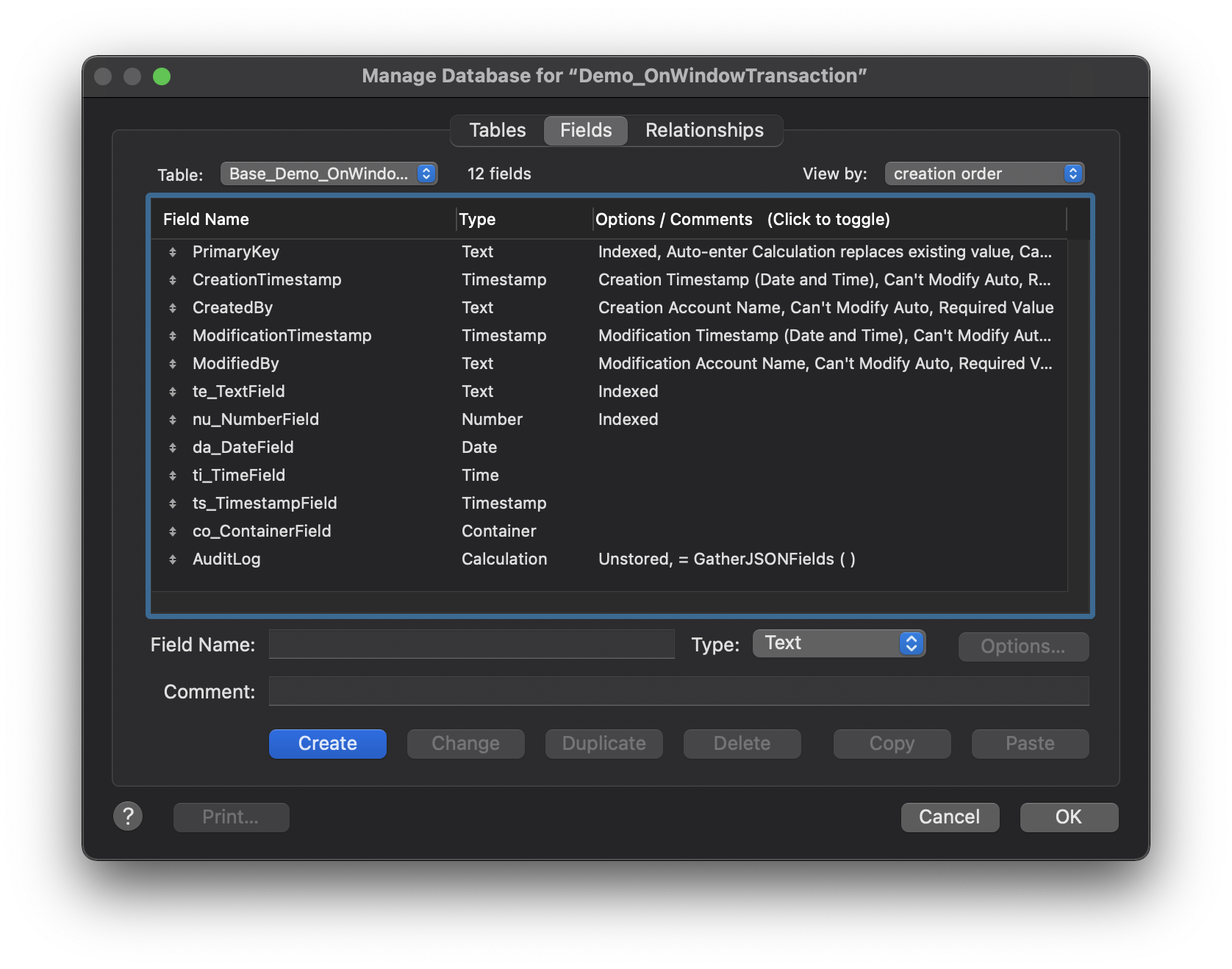 Creating audit logs with the OnWindowTransaction script trigger