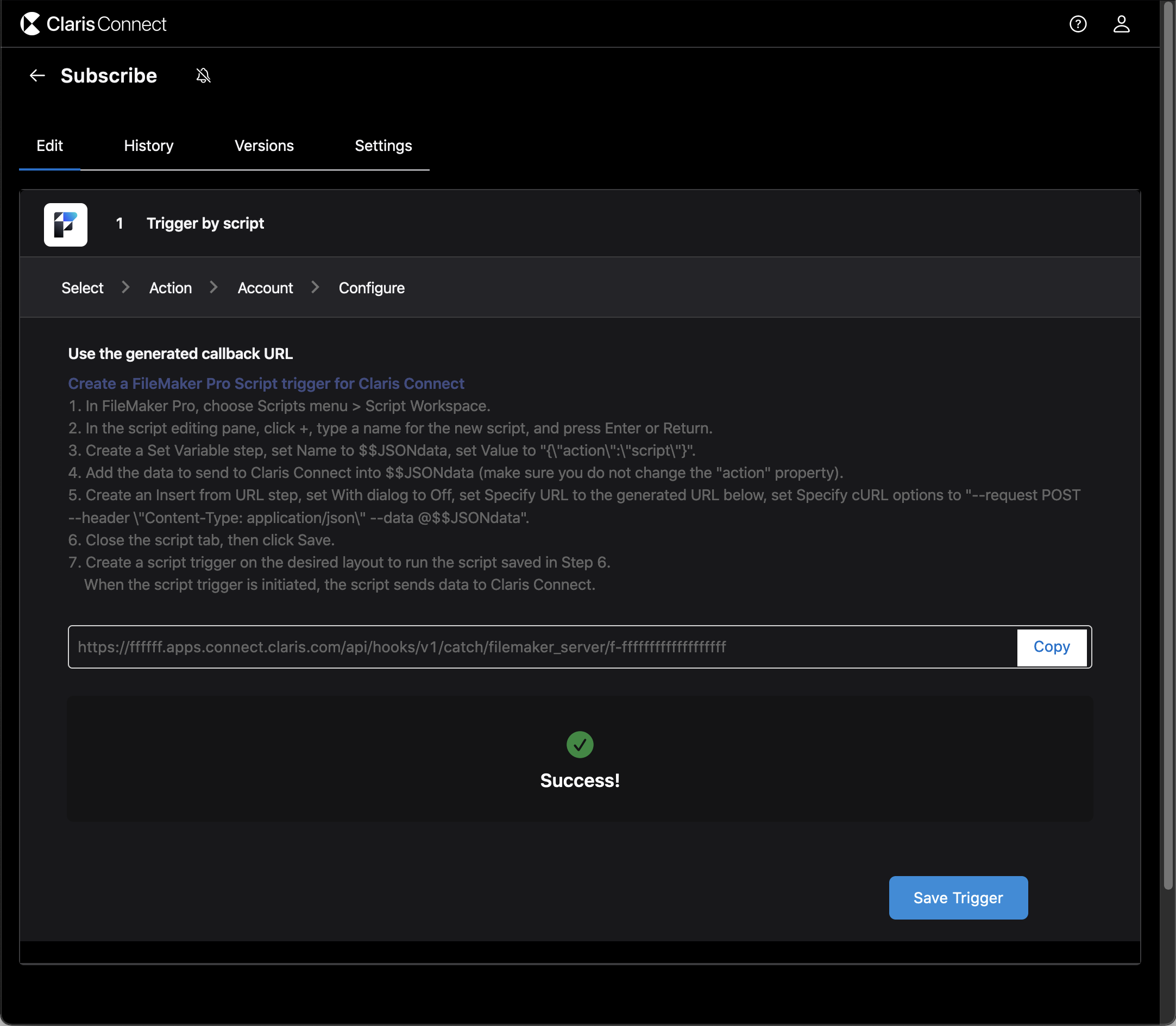Subscribing to a Mailchimp audience with the Trigger Claris Connect ...