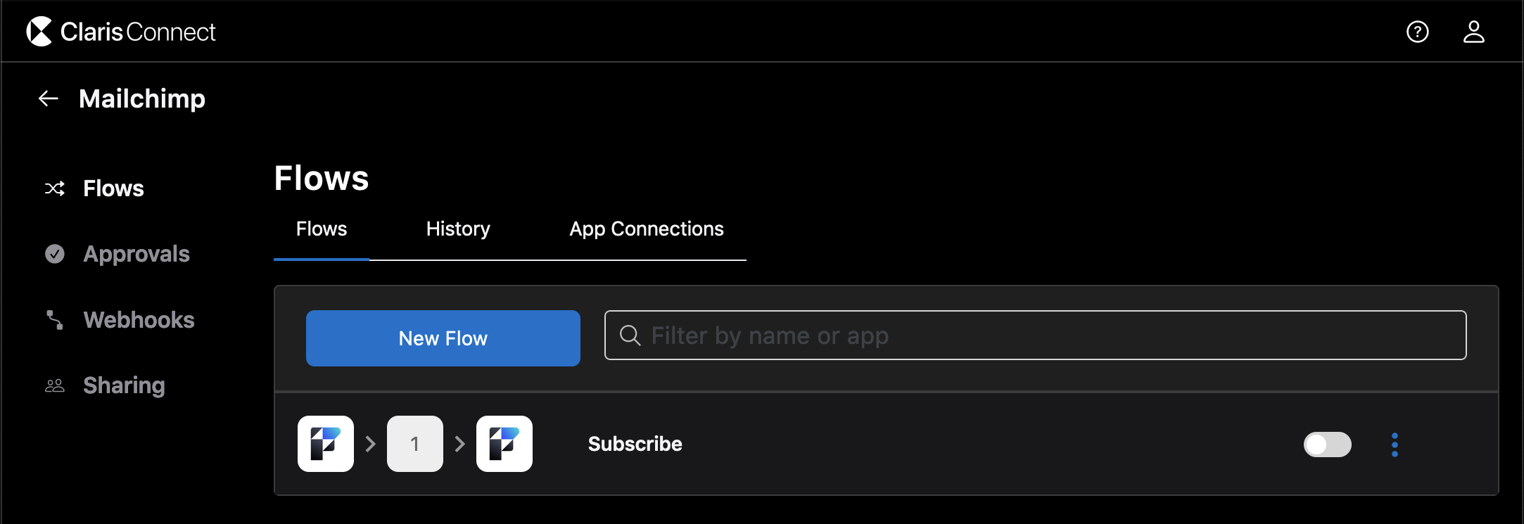 Subscribing to a Mailchimp audience with the Trigger Claris Connect Flow script step