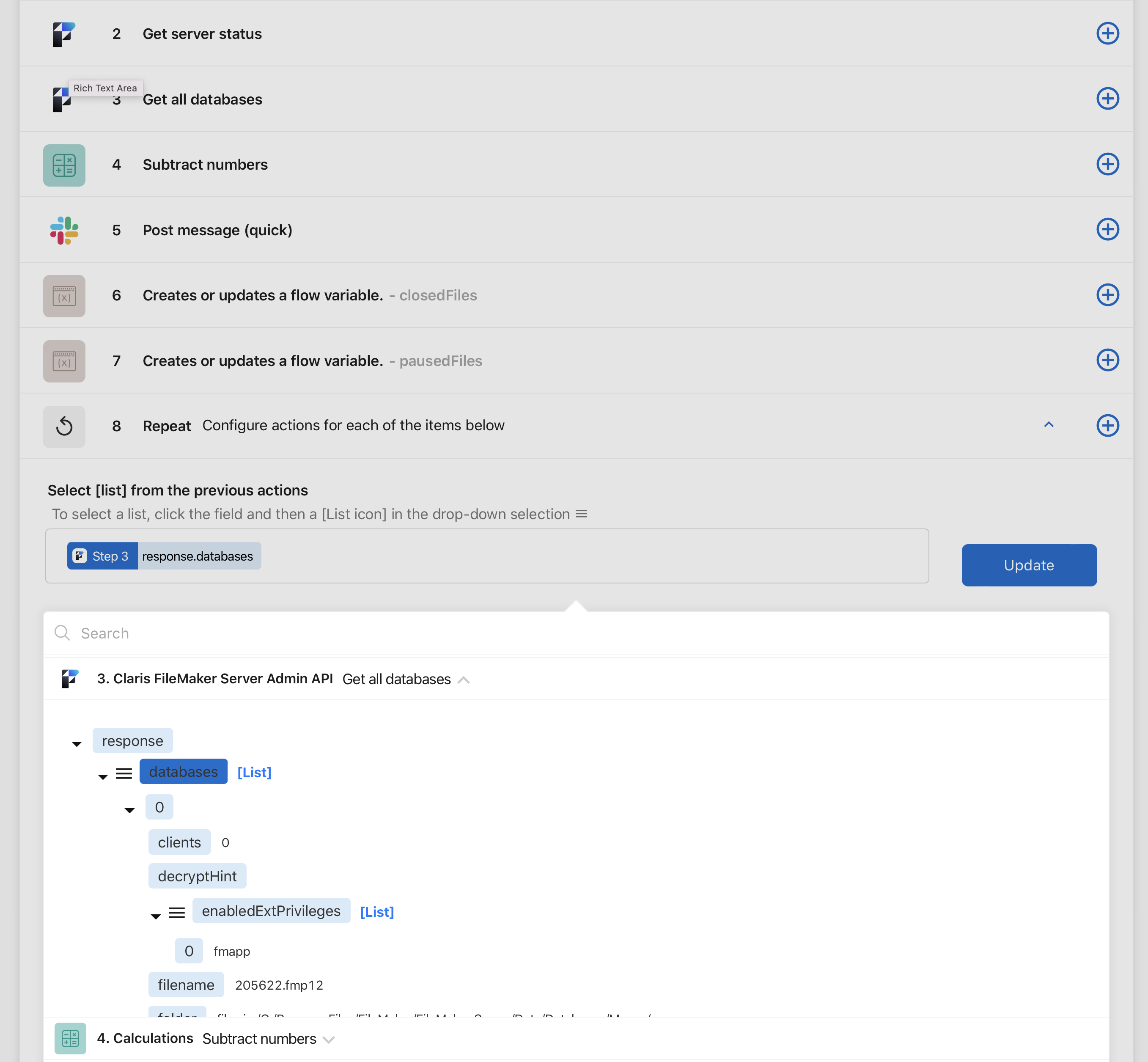 Claris Connect Using Filemaker Admin Api Connectors To Monitor Hosts And Databases