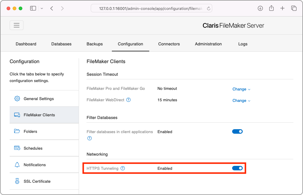 HTTPS tunneling everywhere in FileMaker 21.1