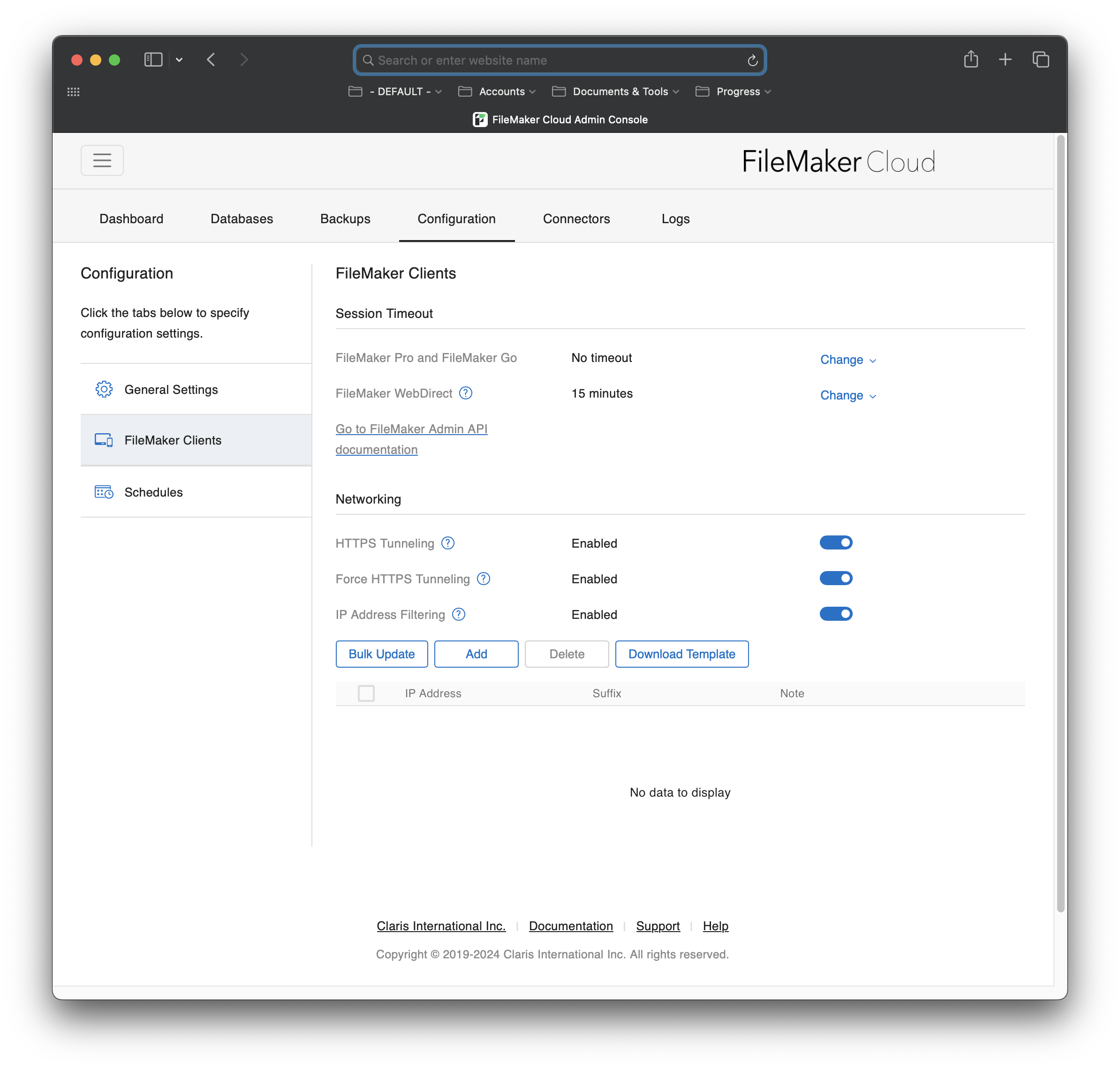 Using IP address filtering with FileMaker Cloud