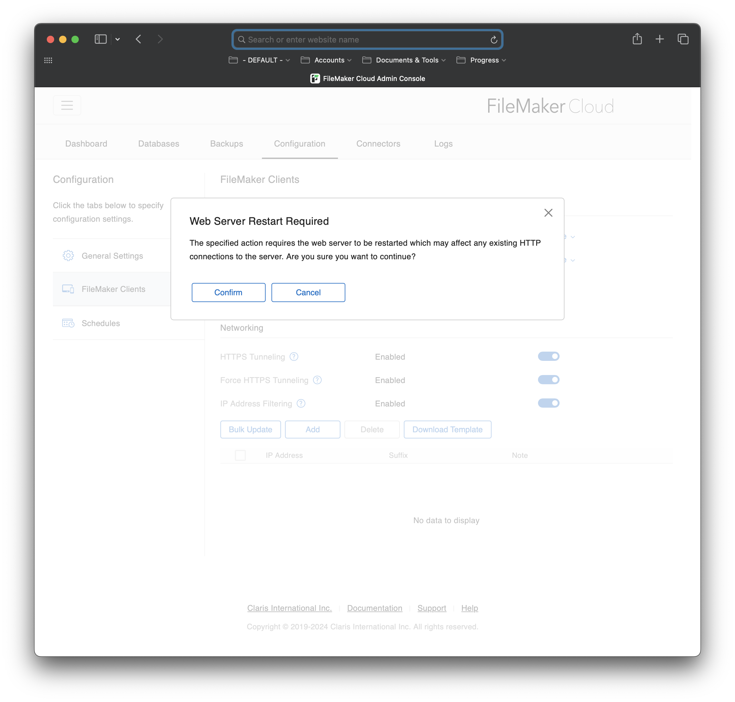 Using IP address filtering with FileMaker Cloud