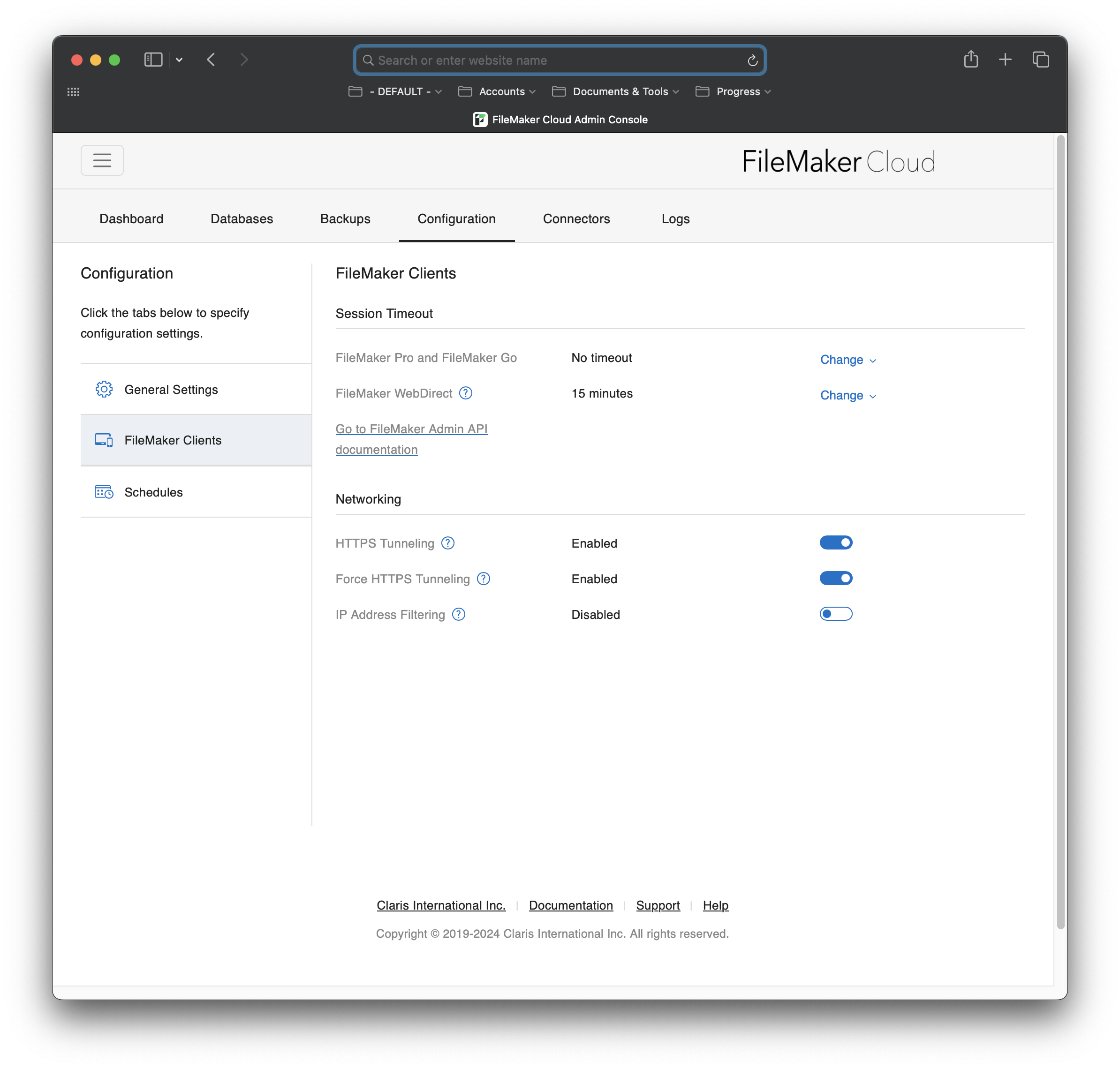 Using IP address filtering with FileMaker Cloud