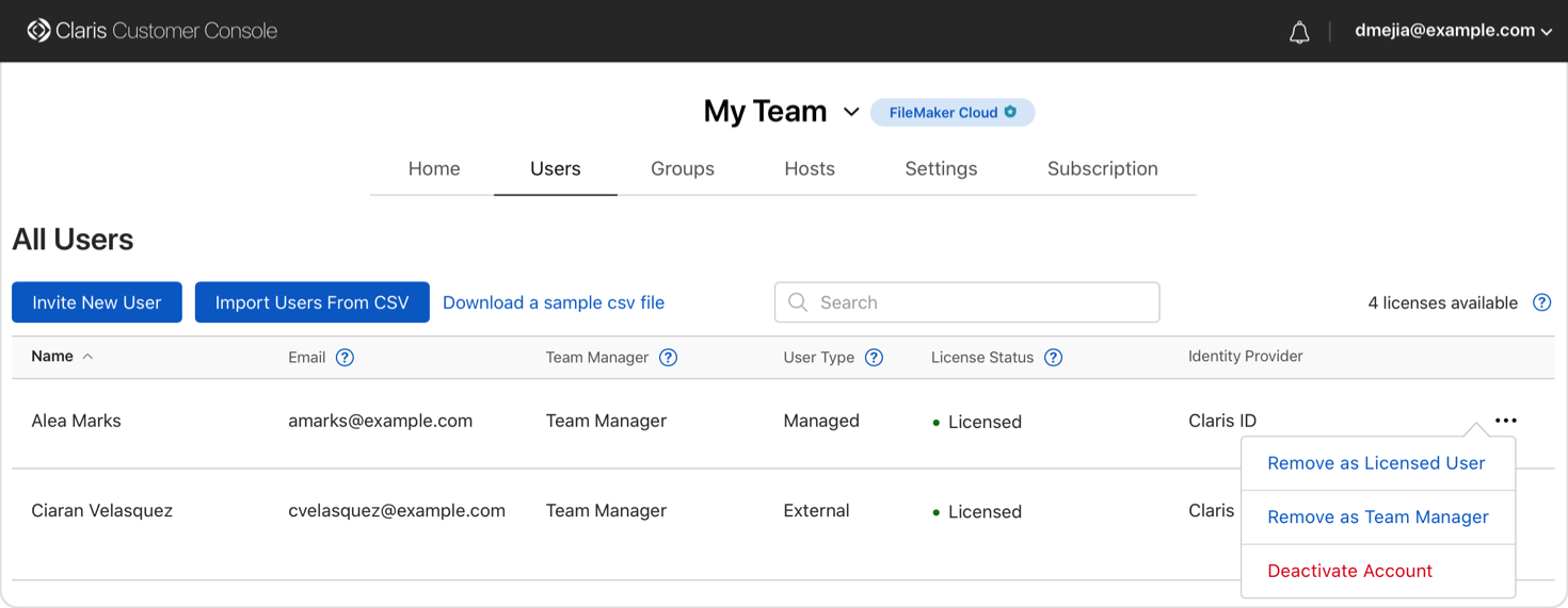 FAQ: Managed and external users in Claris Customer Console teams