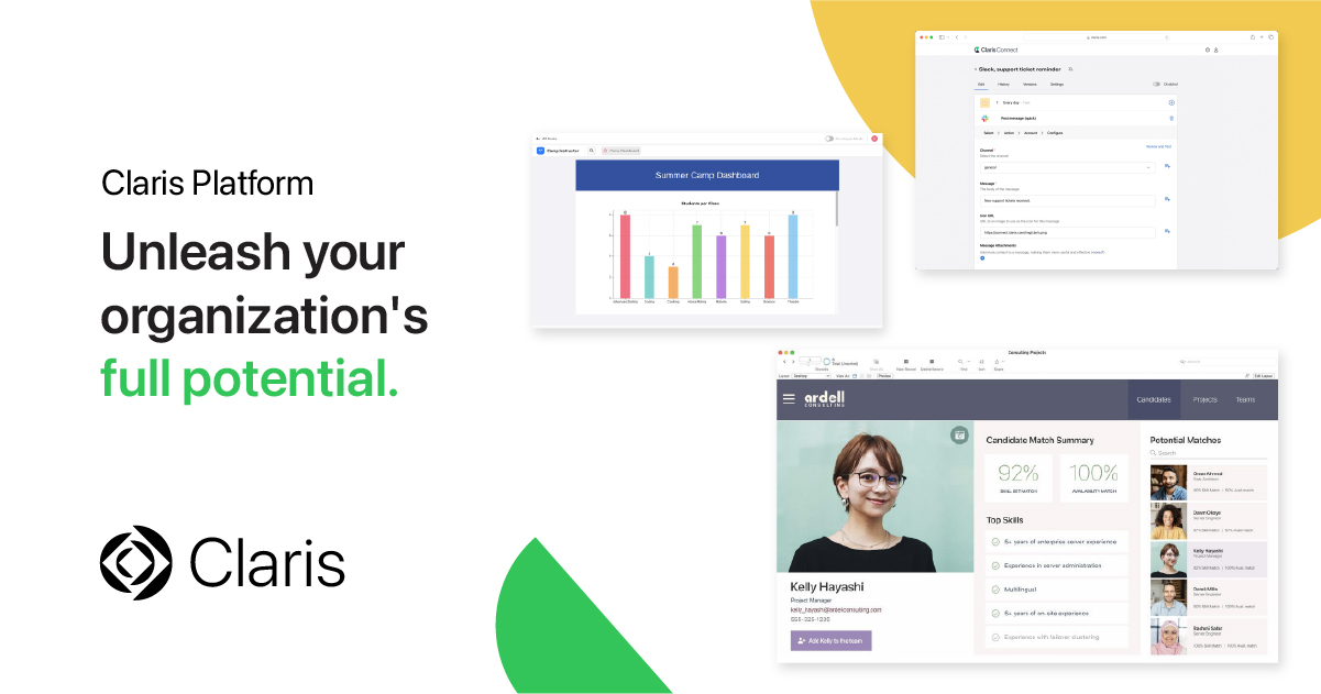 Claris platform — Unleash your organization’s full potential. Claris platform — Unleash your organization’s full potential.
